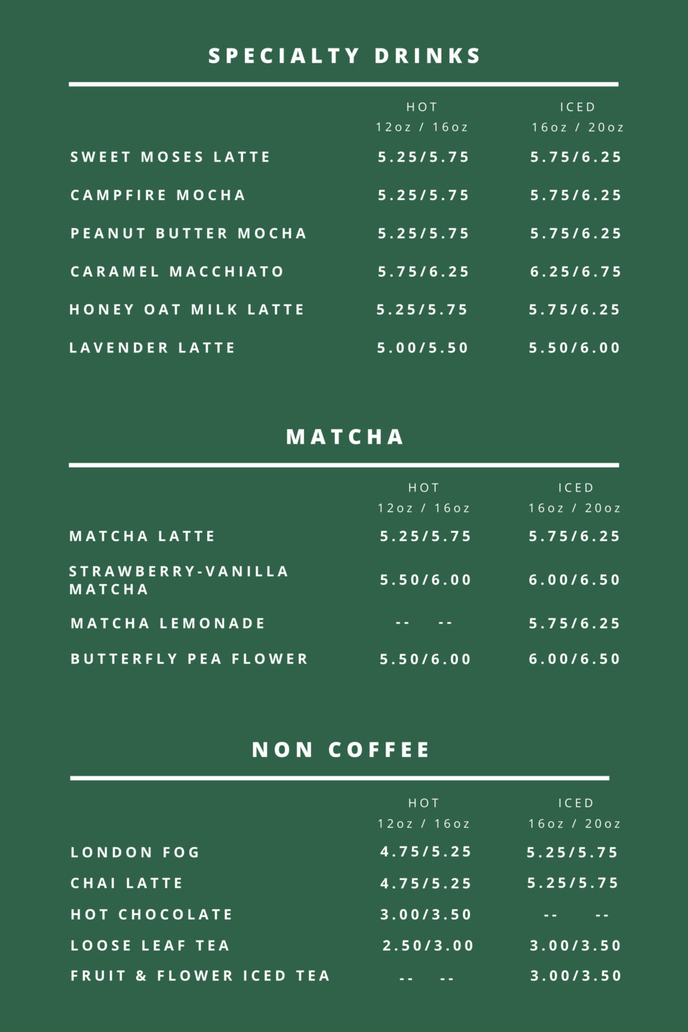 647 Coffee Menus | The Well CDC