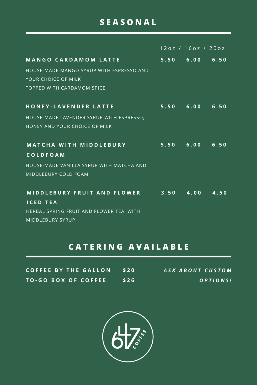 647 Coffee Menus | The Well CDC